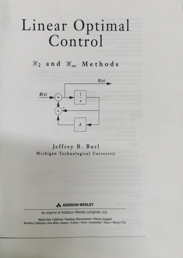 Linear Optimal Control: H2 and H∞ Methods By Jeffrey B. Burl – Book ...