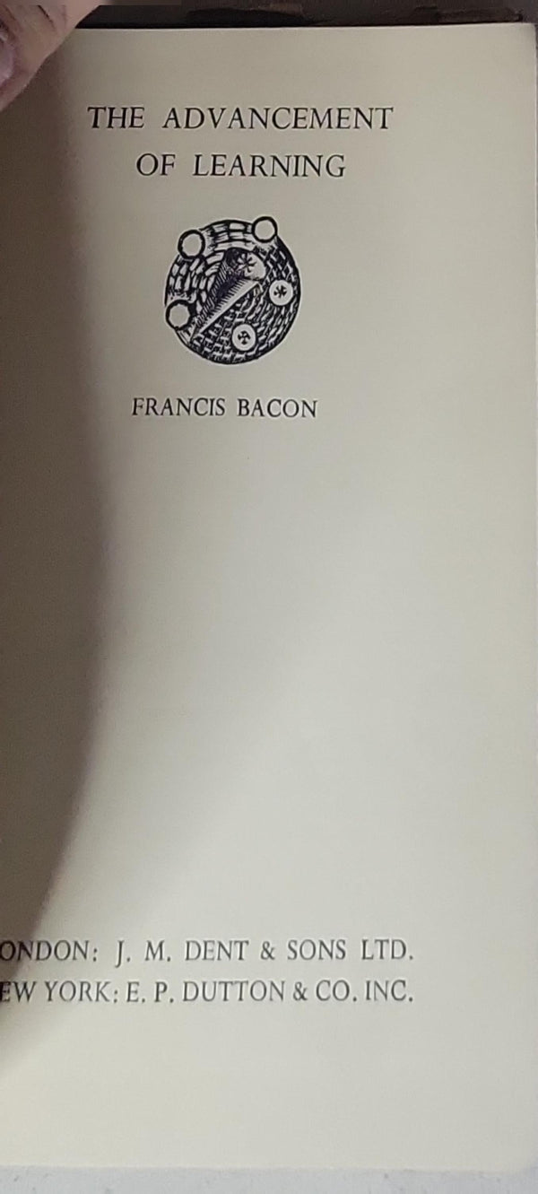 The Advancement of Learning By Francis Bacon – Book Treasures - كنوز الكتب